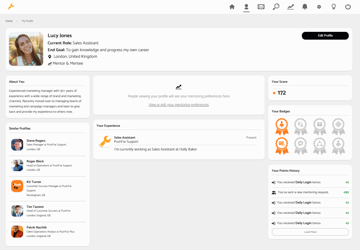 User homepage Overview